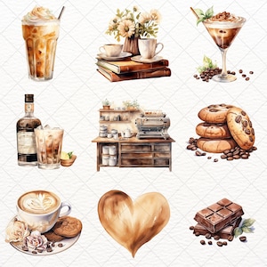 Watercolor Coffee Lover Clipart Bundle, Coffee Drinks Clip Art, Barista ...