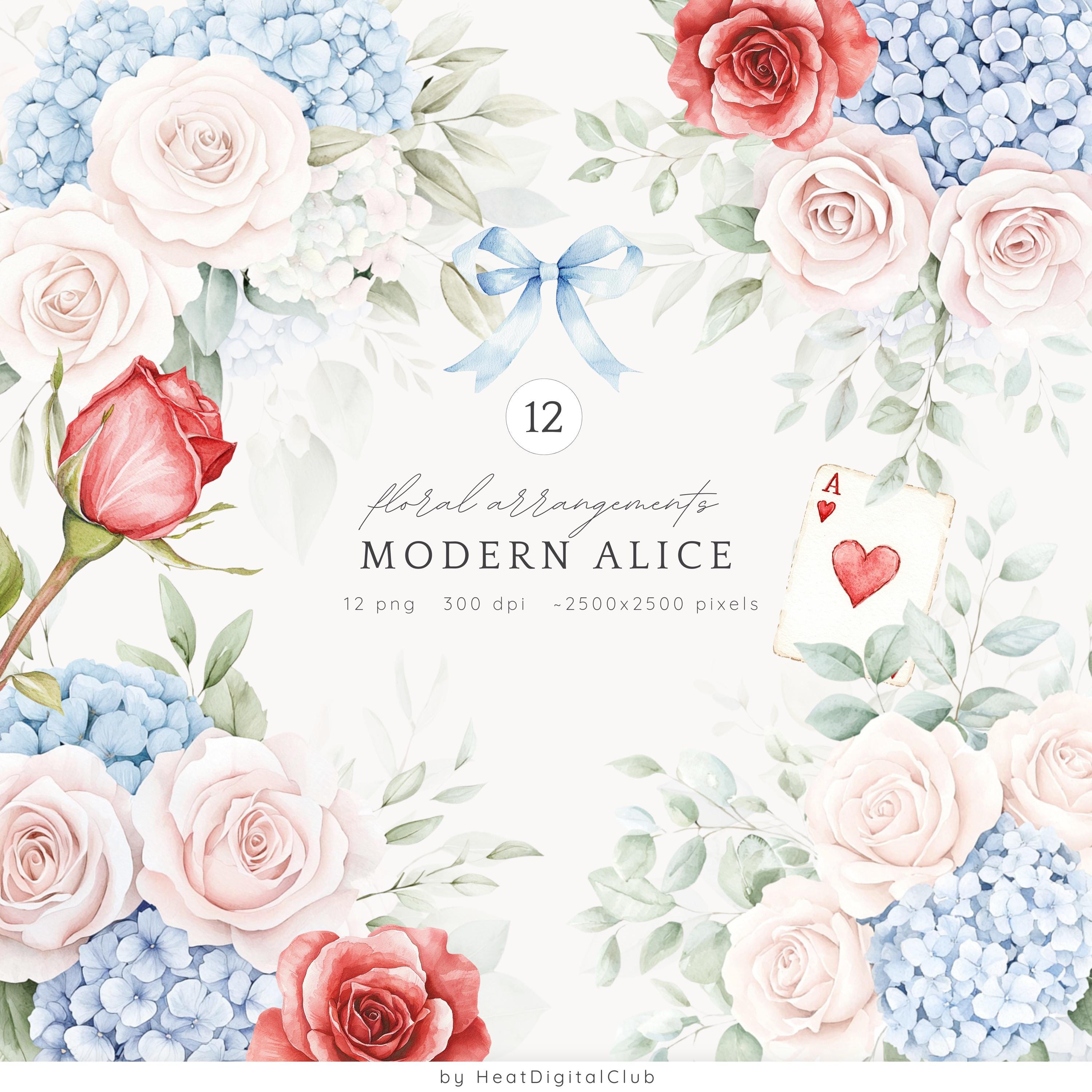 Watercolor Modern Alice Clipart, Alice in Wonderland Clip Art, Alice ...