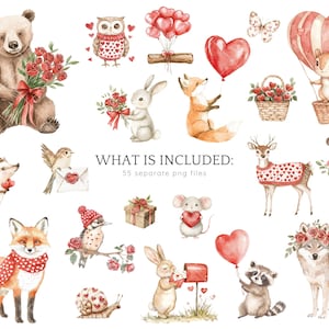 Watercolor Woodland Romance Clipart, Valentines Day Clip Art, Romantic ...