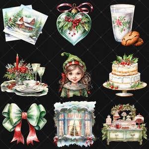 Watercolor Christmas PNG Clipart Bundle Images, Classic Christmas ...