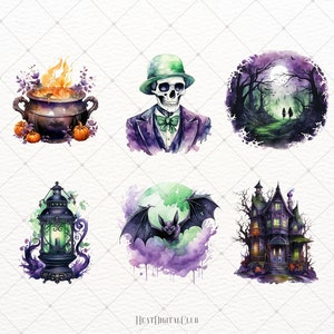 Watercolor Spooky Dark Halloween Witch Clipart Bundle PNG, Witchcraft ...