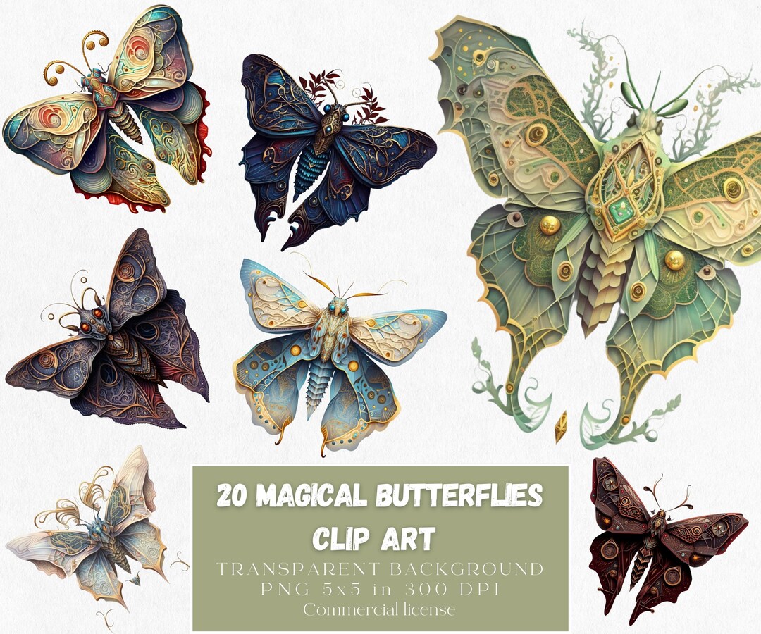 20 Magical Butterflies Magic Moths Butterfly PNG Bundle - Etsy