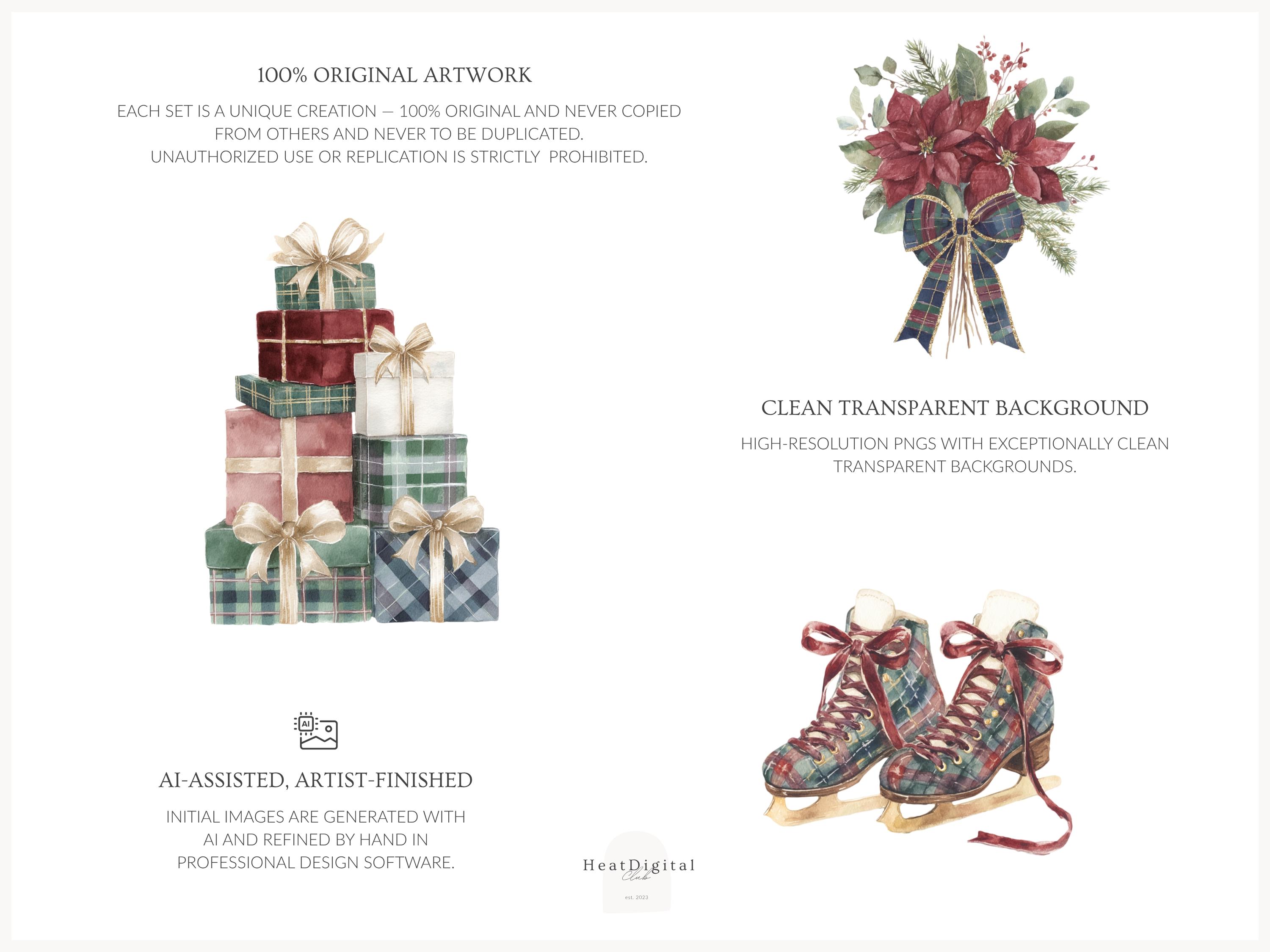 Watercolor Velvet Noël Clipart, Cozy Winter Elegant Holiday, Christmas ...