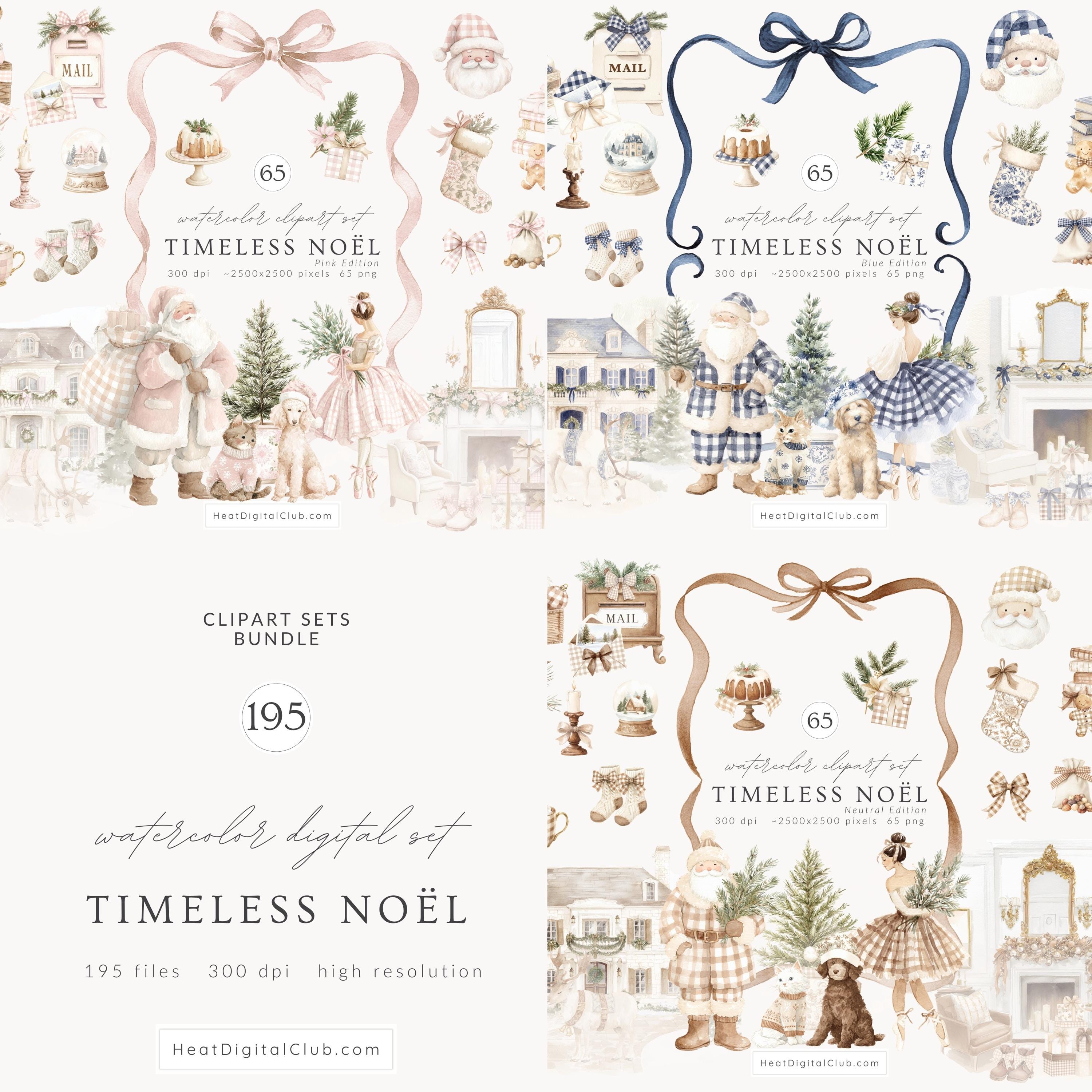 Watercolor Timeless Noël Clipart, Cozy Winter Clip Art Bundle ...