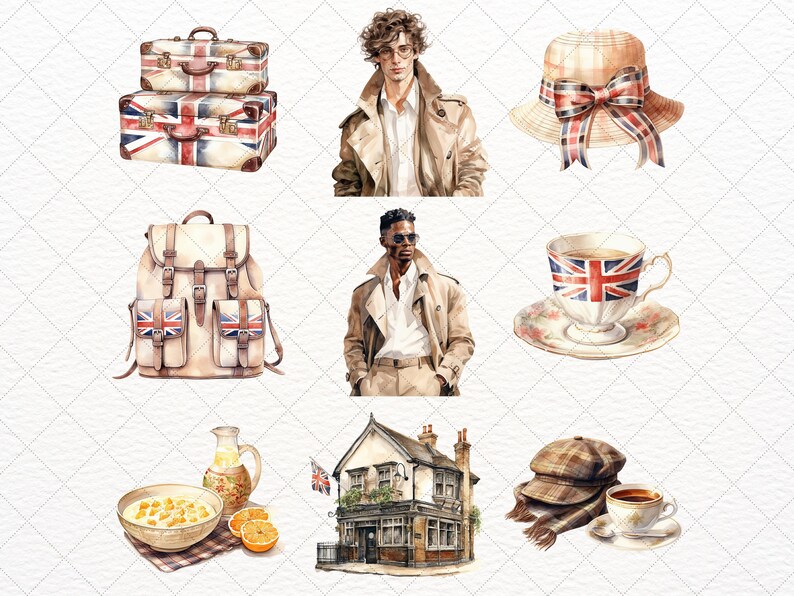 Watercolor Hello London Clipart Bundle, Big Ben, Buckingham Palace ...