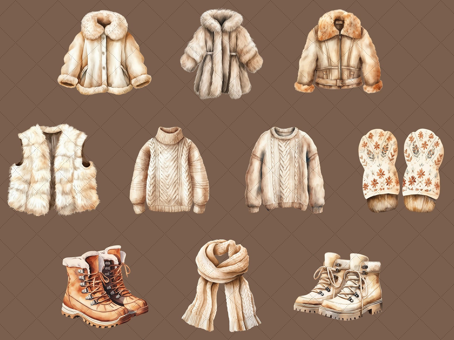 Watercolor Winter Fashion Clipart Bundle, Winter Clothes Clip Art, Cozy ...