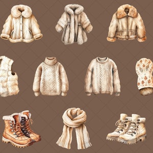 Watercolor Winter Fashion Clipart Bundle, Winter Clothes Clip Art, Cozy ...