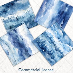 Seamless Watercolor Winter Sky Patterns, Cozy Snowy Winter Snowflake ...
