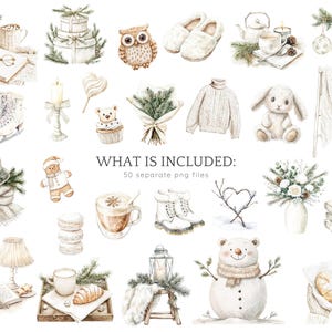 Watercolor Vanilla Winter Clipart, Cozy Winter Clip Art Bundle, Rustic ...