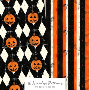 Watercolor Vintage Halloween Seamless Patterns, Classic Spooky Pattern ...