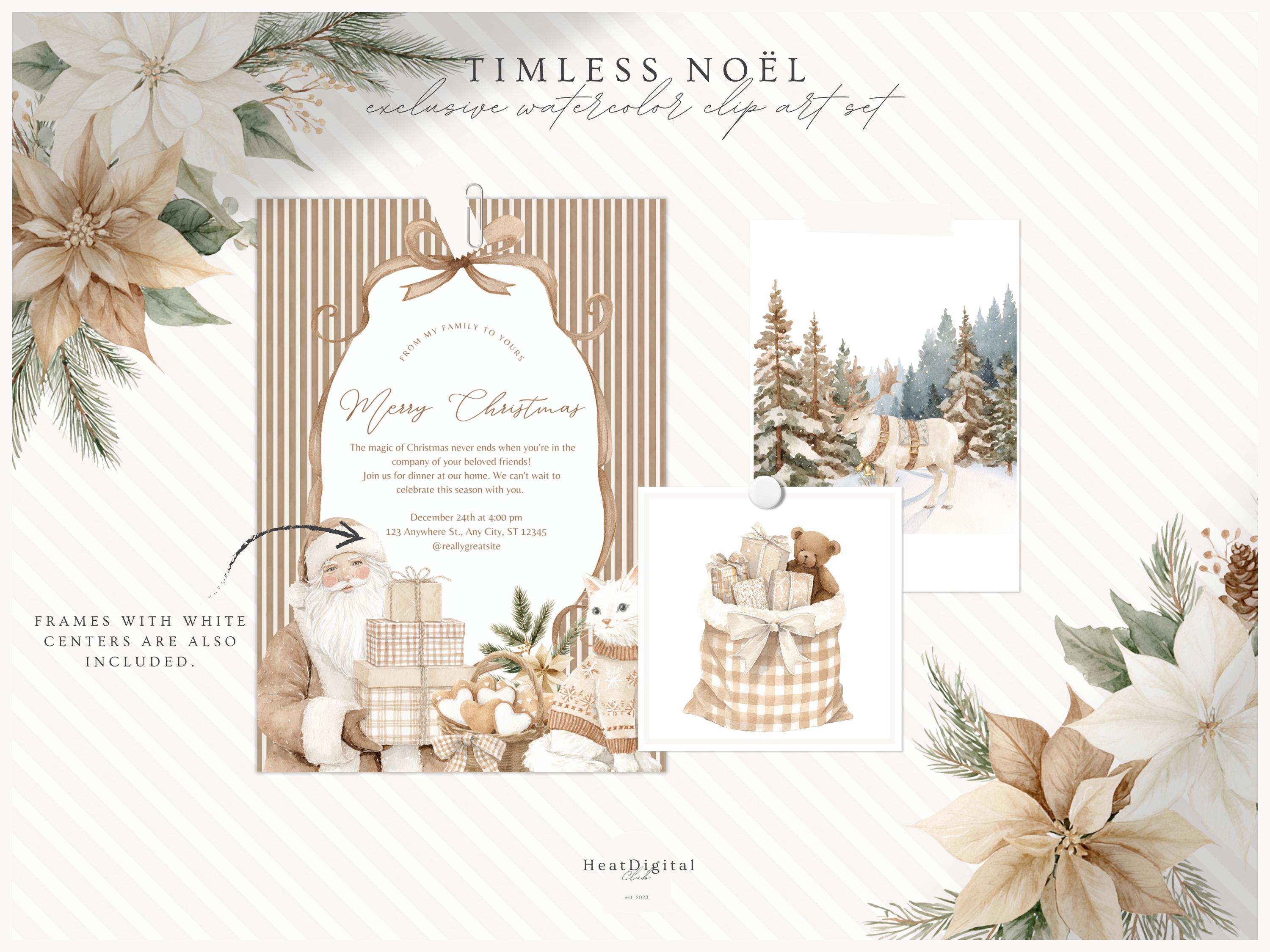 Watercolor Timeless Noël Clipart, Cozy Neutral Winter Clip Art ...