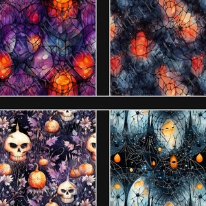 Watercolor Halloween Seamless Patterns - Spooky Fall Halloween JPEG ...