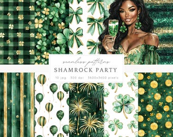 Watercolor St. Patrick's Day Seamless Patterns, Floral Pattern JPEG ...
