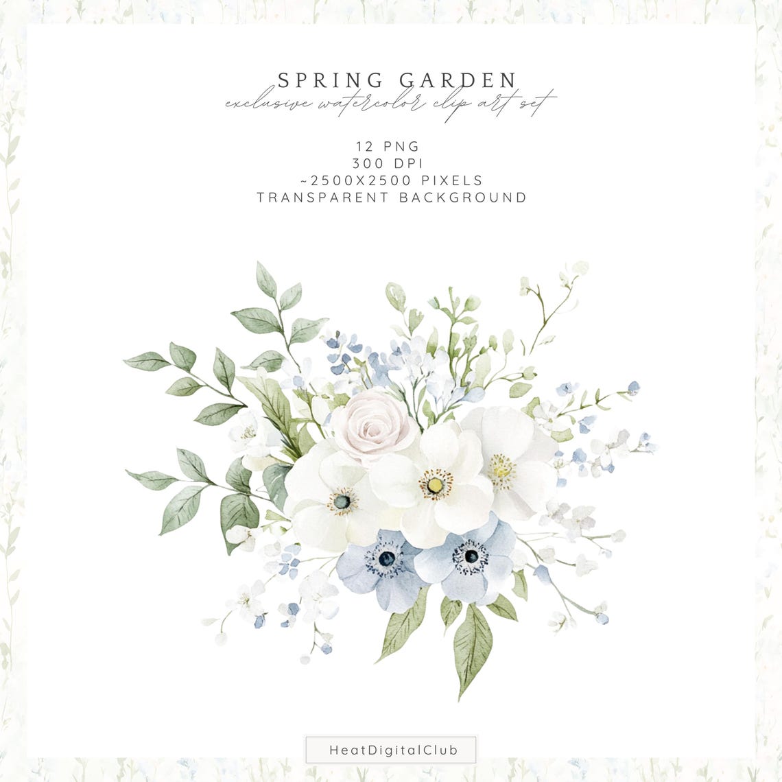 Watercolor Spring Garden Floral Arrangements Clipart, Gentle Spring ...
