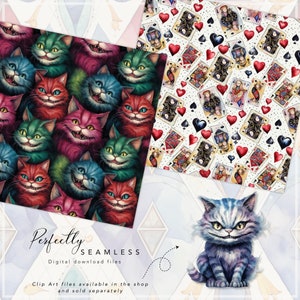 Seamless Watercolor Alice in Wonderland Patterns, Fantasy Pattern JPEG ...