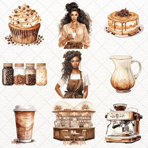 Watercolor Coffee Lover Clipart Bundle, Coffee Drinks Clip Art, Barista ...