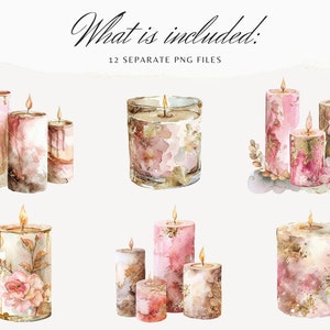 Watercolor Vintage Candles Clipart, Candle Clip Art, Antique Candles ...