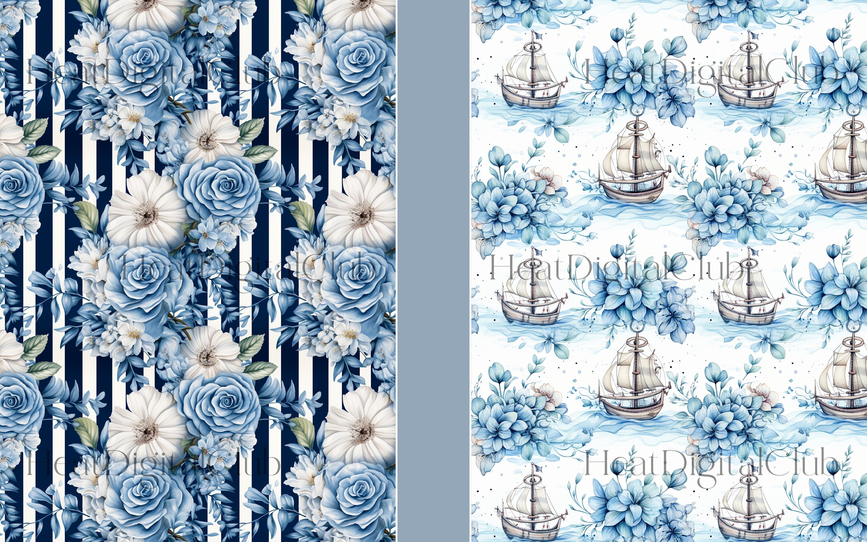 10 Seamless Watercolor Nautical Patterns Romantic Navy - Etsy