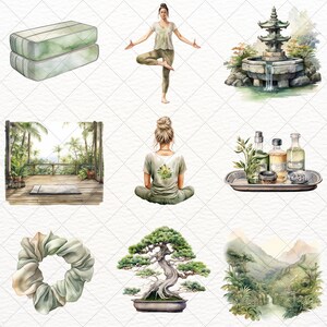 Watercolor Yoga Lover Clipart Bundle, Meditation Clip Art, Self Care ...