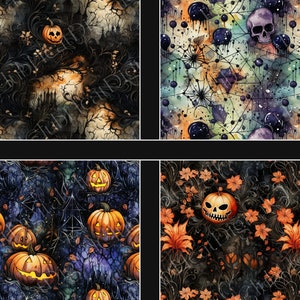 Watercolor Halloween Seamless Patterns - Spooky Fall Halloween JPEG ...