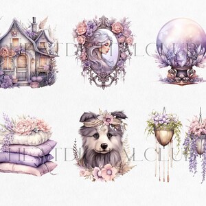 Watercolor Lavender Boho Life Clip Art Cottagecore Clipart - Etsy
