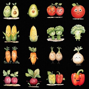 Watercolor Cute Veggies Clipart Bundle, Funny Vegetables Clip Art, Kids ...