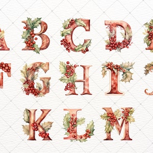 Watercolor Winter Numbers Alphabet Clipart Bundle, English Letters Clip ...