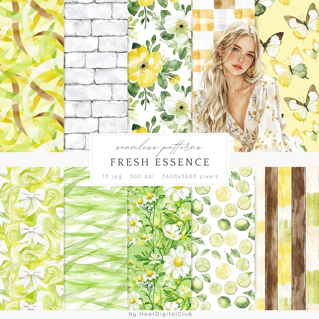 Watercolor Fresh Essence Seamless Patterns, Floral Pattern JPEG, Spring ...