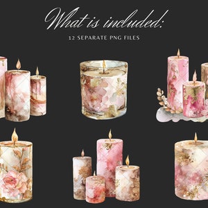 Watercolor Vintage Candles Clipart, Candle Clip Art, Antique Candles ...
