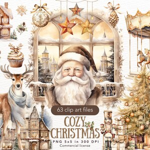Watercolor Cozy Christmas PNG Clipart Bundle Images, Christmas Clipart ...
