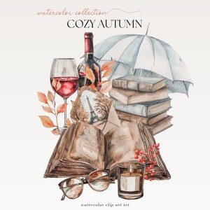 Watercolor Cozy Autumn Clipart Bundle, Fall Clipart PNG, Neutral Cozy ...