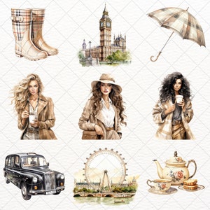 Watercolor Hello London Clipart Bundle, Big Ben, Buckingham Palace ...