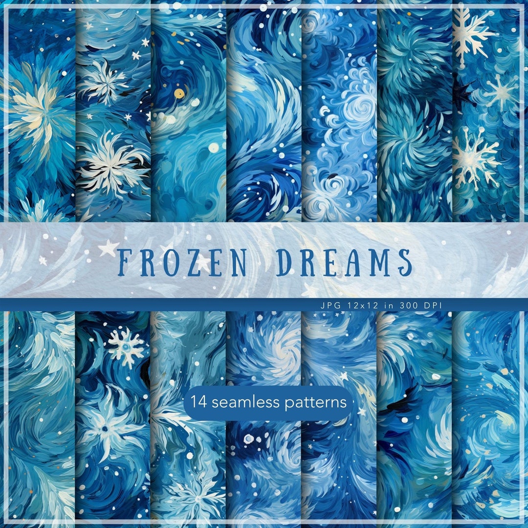 Seamless Watercolor Cozy Winter Patterns, Winter Snowflakes Oil Paint ...