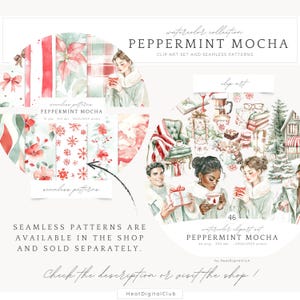 Watercolor Peppermint Mocha Clipart, Cozy Christmas Clip Art, Winter ...