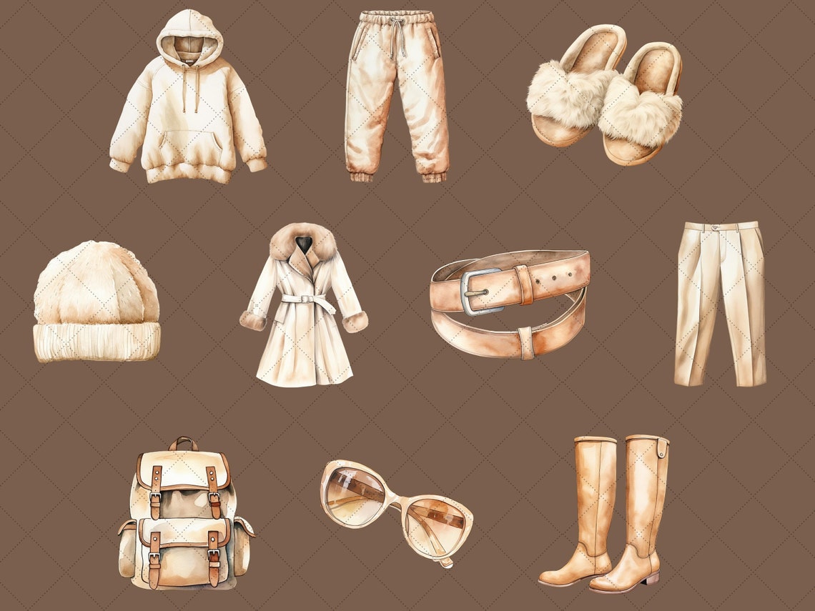 Watercolor Winter Fashion Clipart Bundle, Winter Clothes Clip Art, Cozy ...