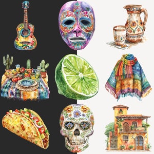 Watercolor Cinco De Mayo Clipart Bundle, Mexico Clip Art, Pinata ...
