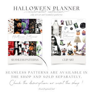 Watercolor Halloween Planner Clipart, Spooky Planner Clip Art, Planner ...