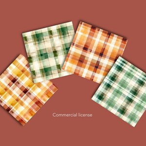 Seamless Watercolor Fall Plaid Patterns, Checkered Textures Digital ...