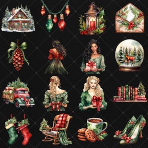 Watercolor Rustic Christmas Clipart Bundle, Farmhouse Holiday Clip Art ...