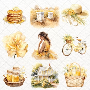 Watercolor Honey Lover Clipart Bundle, Honey Bee Clip Art, Honey Jar ...