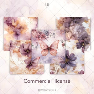 10 Seamless Watercolor Patterns, Floral JPEG, Alcohol Ink Digital ...