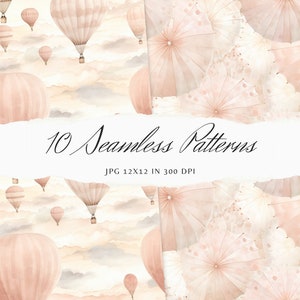 Watercolor Gentle Spring Seamless Patterns, Floral Pattern JPEG ...
