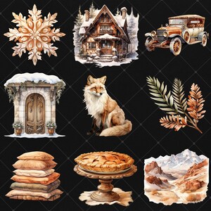 Watercolor Winter Boho Life Clip Art, Cottagecore Clipart PNG, Cottage ...