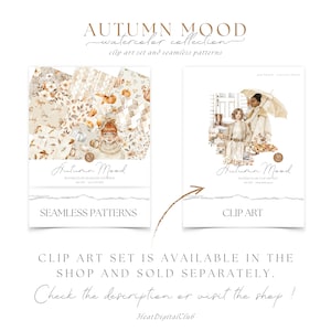 Watercolor Autumn Mood Seamless Patterns, Cozy Neutral Fall Pattern ...