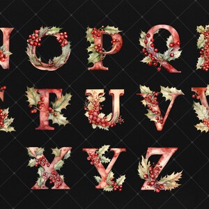 Watercolor Winter Numbers Alphabet Clipart Bundle, English Letters Clip ...