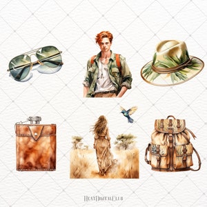 Watercolor African Summer Safari Clipart, Cute Safari Animals and Birds ...