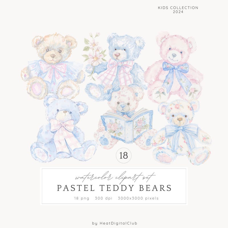 Pastel Teddy Bear - Etsy