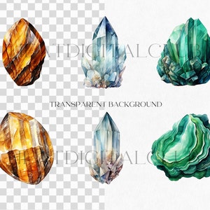 Watercolor Crystals Gemstones Clip Art Crystals and Minerals - Etsy