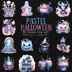 Watercolor Pastel Halloween Clip Art Bundle, Cute Pastelloween Clipart ...