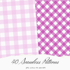 Pastel Gingham Plaid Seamless Patterns, Diagonal and Straight Gingham ...